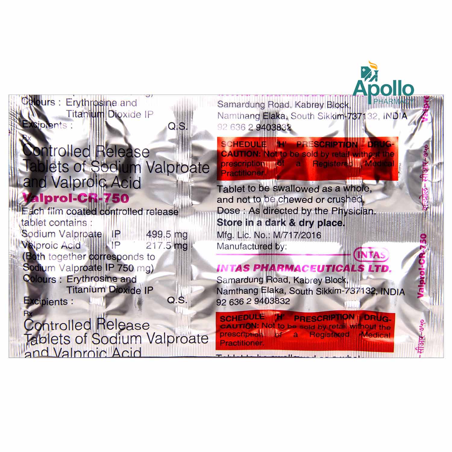 Valprol CR 750 Tablet 10's Price, Uses, Side Effects, Composition ...
