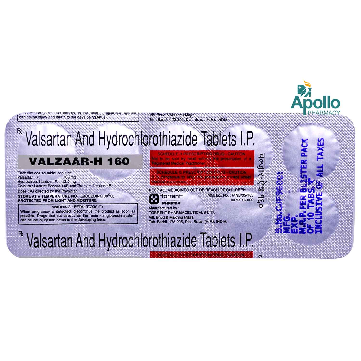 Valzaar-H 160 Tablet 10's Price, Uses, Side Effects, Composition ...