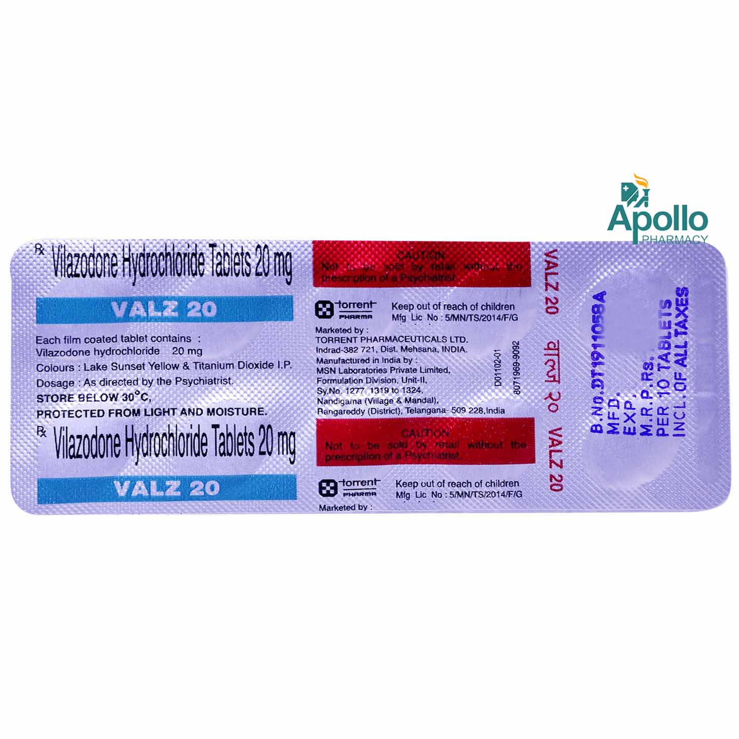 VALZ 20MG TABLET Price, Uses, Side Effects, Composition - Apollo Pharmacy