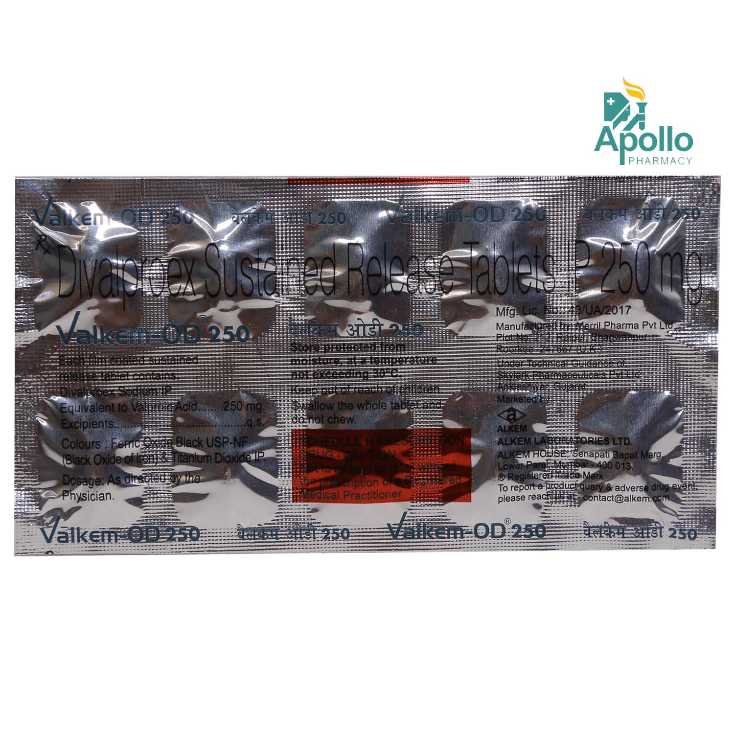 Valkem-OD 250 Tablet 10's Price, Uses, Side Effects, Composition - Apollo Pharmacy