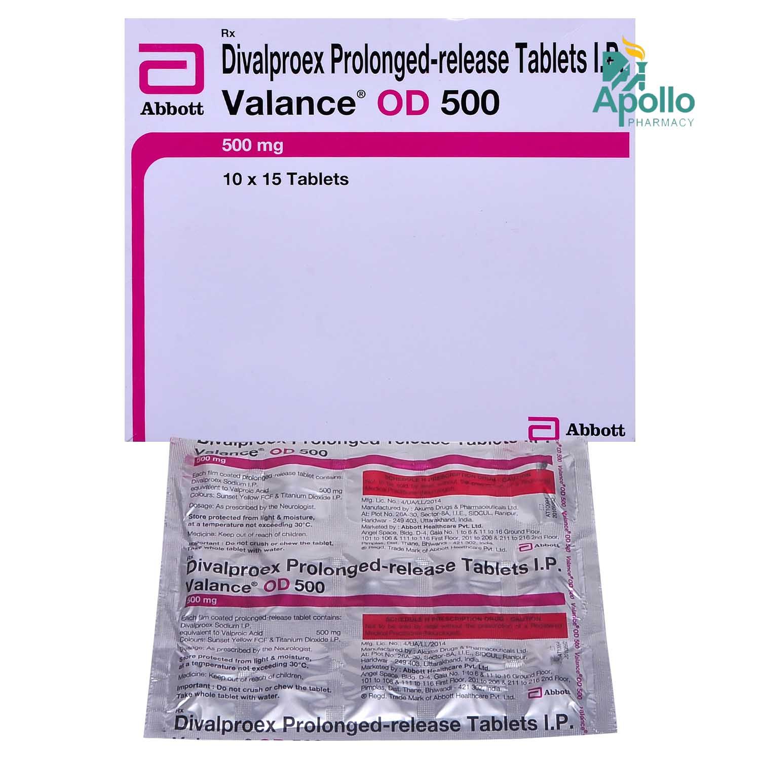 Valance OD 500 Tablet 15's Price, Uses, Side Effects, Composition ...
