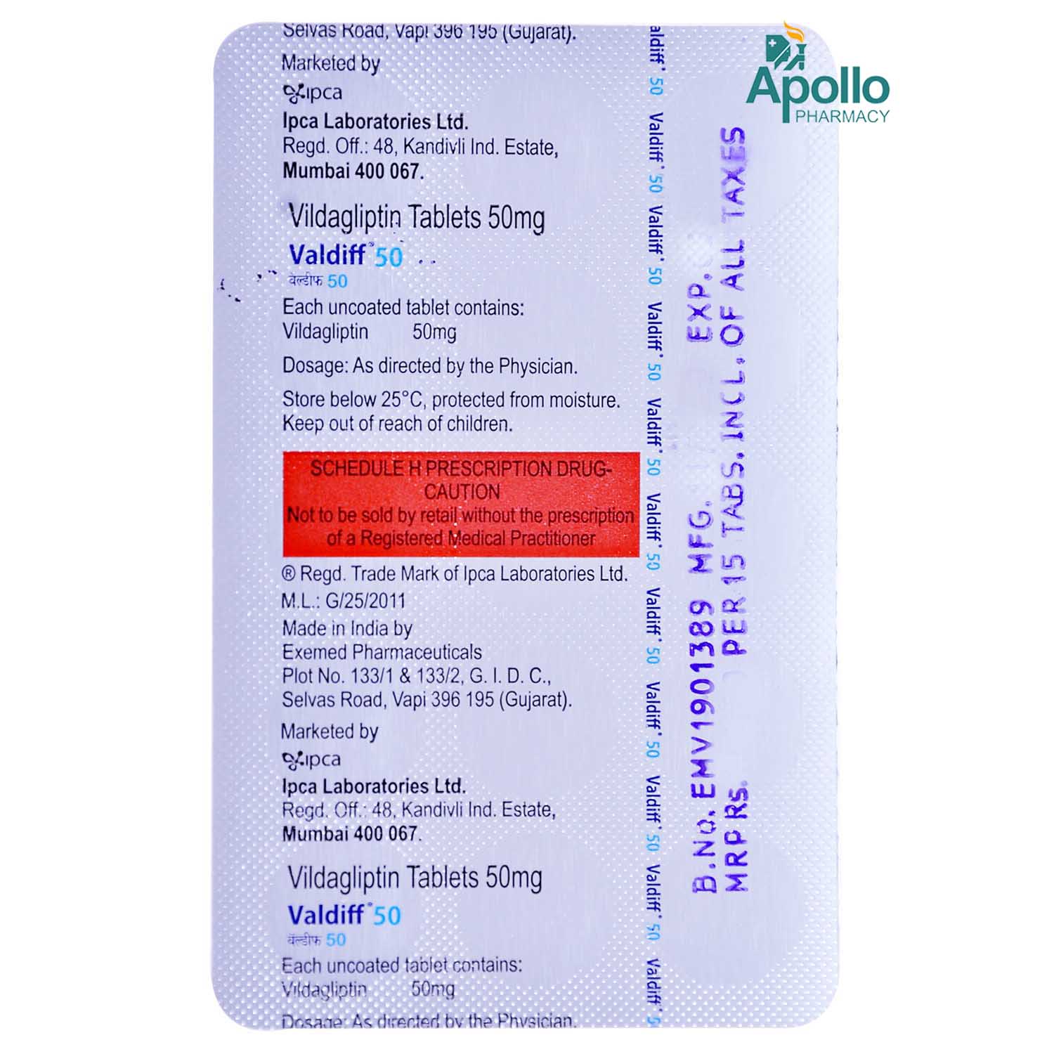 Valdiff 50mg Tablet 15's Price, Uses, Side Effects, Composition ...