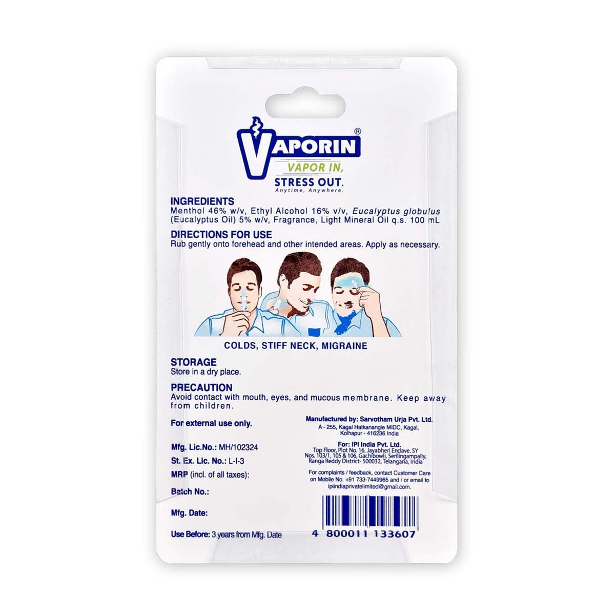 Vaporin Aroma Relaxing Oil Roll-On, 3 ml Price, Uses, Side Effects ...