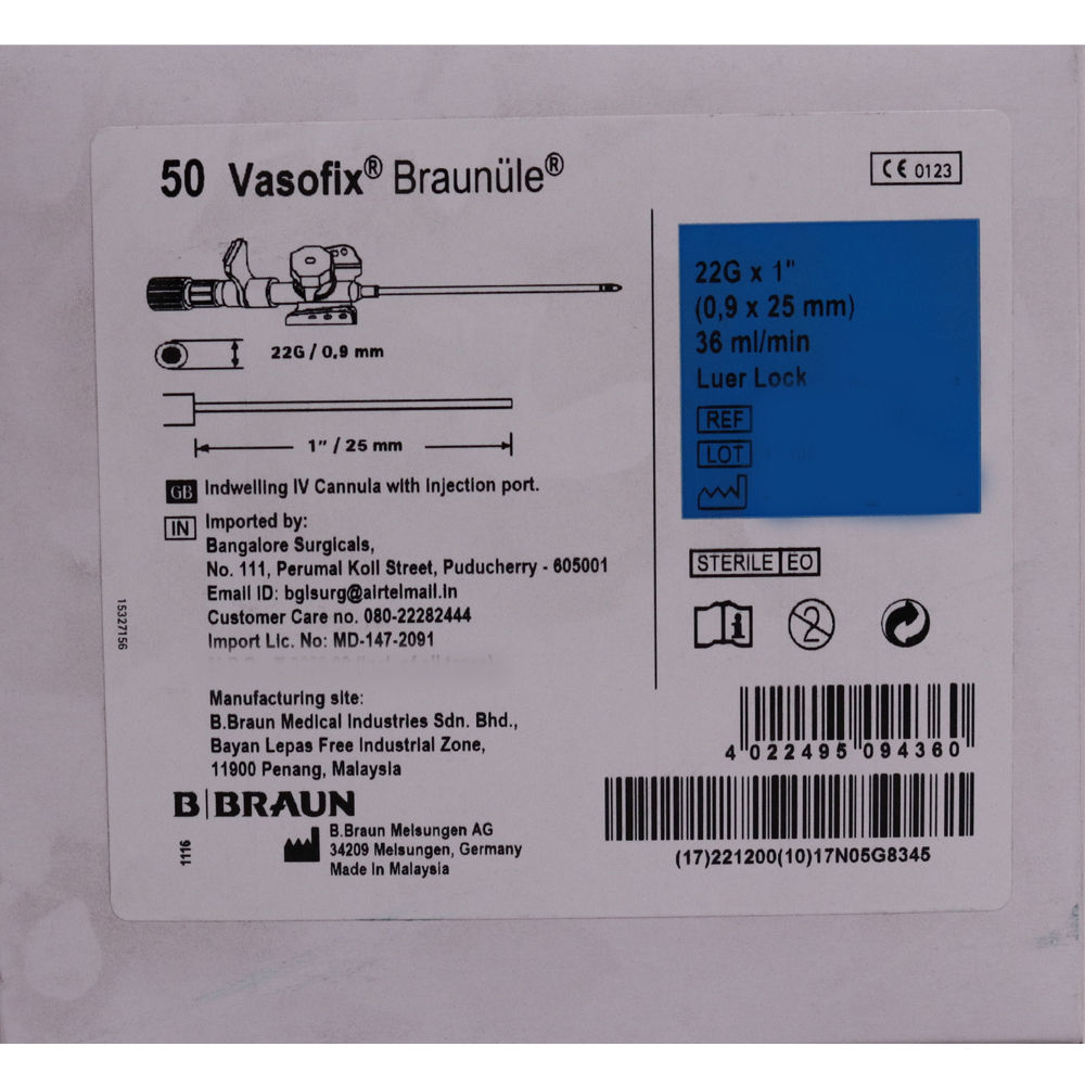 Vasofix 22g Bb Price, Uses, Side Effects, Composition - Apollo Pharmacy