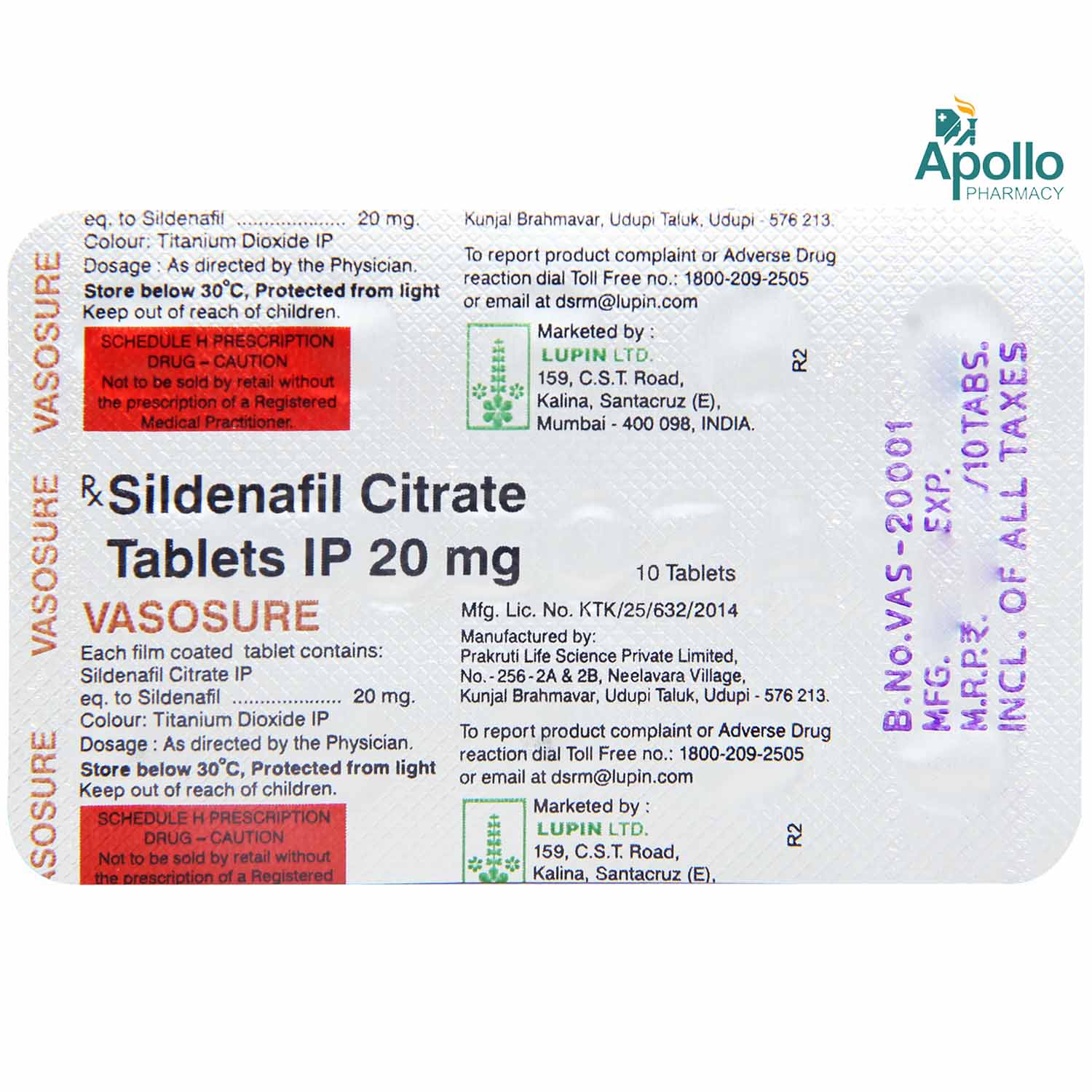 Vasosure Tablet 10's Price, Uses, Side Effects, Composition - Apollo ...