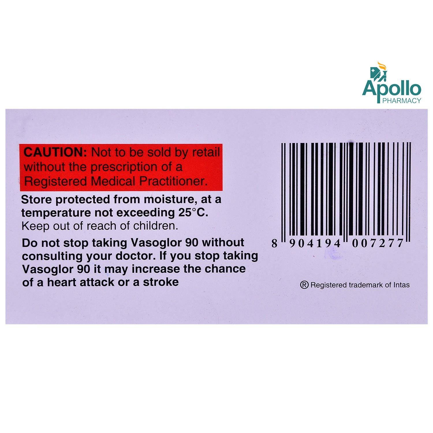 Vasoglor 90 Tablet 10's Price, Uses, Side Effects, Composition - Apollo ...