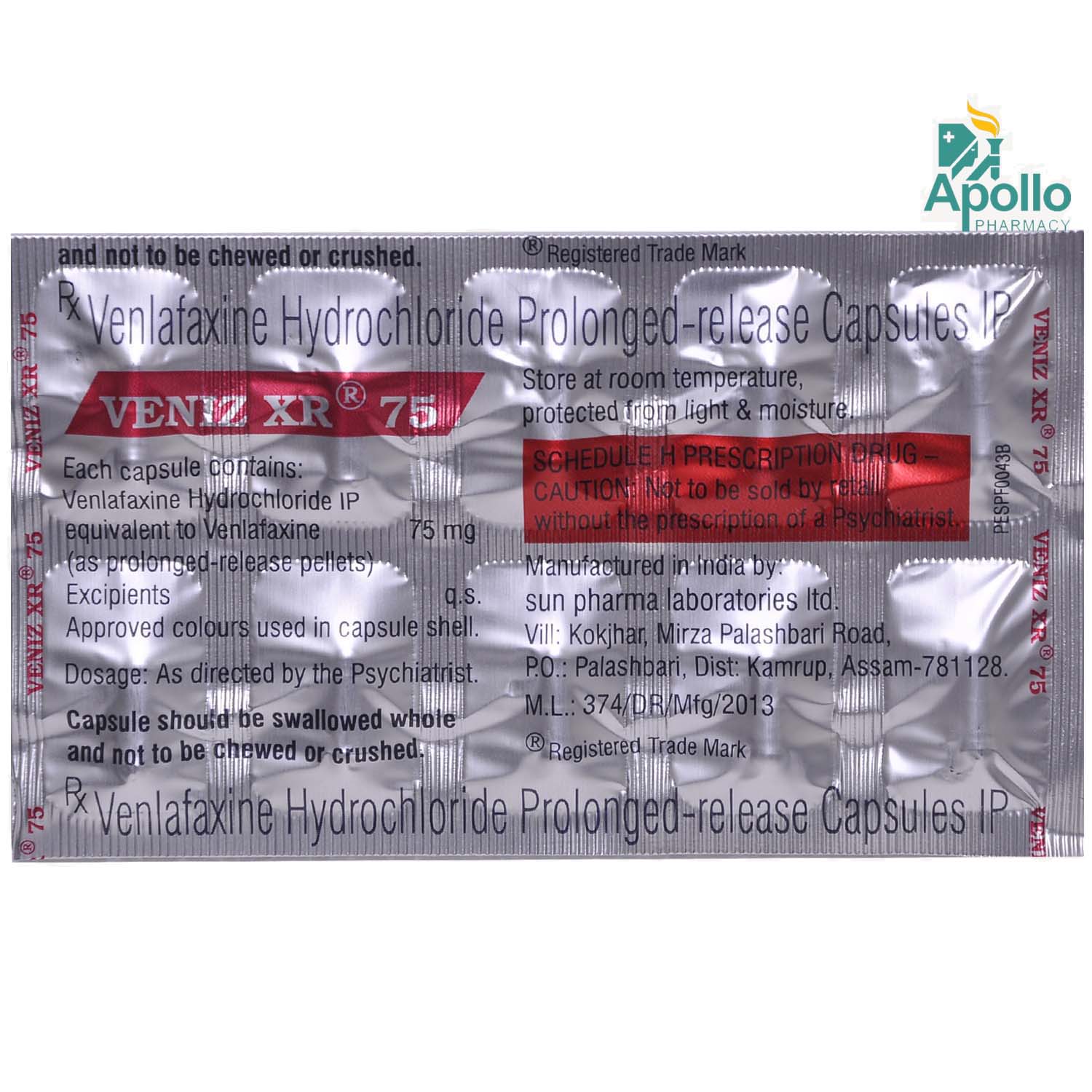 Veniz XR 75 Capsule 10's Price, Uses, Side Effects, Composition ...