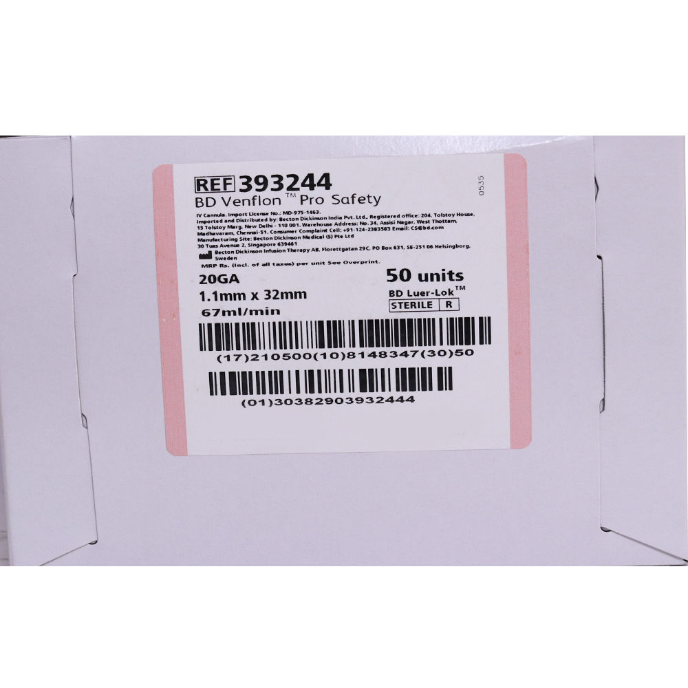 Venflon Pro Safety Cannula 20G Price, Uses, Side Effects, Composition ...