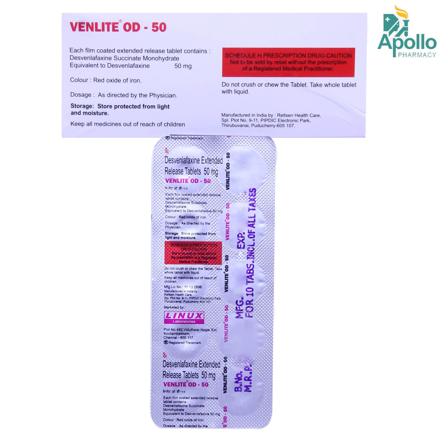 VENLITE OD 50MG TABLET Price, Uses, Side Effects, Composition - Apollo ...