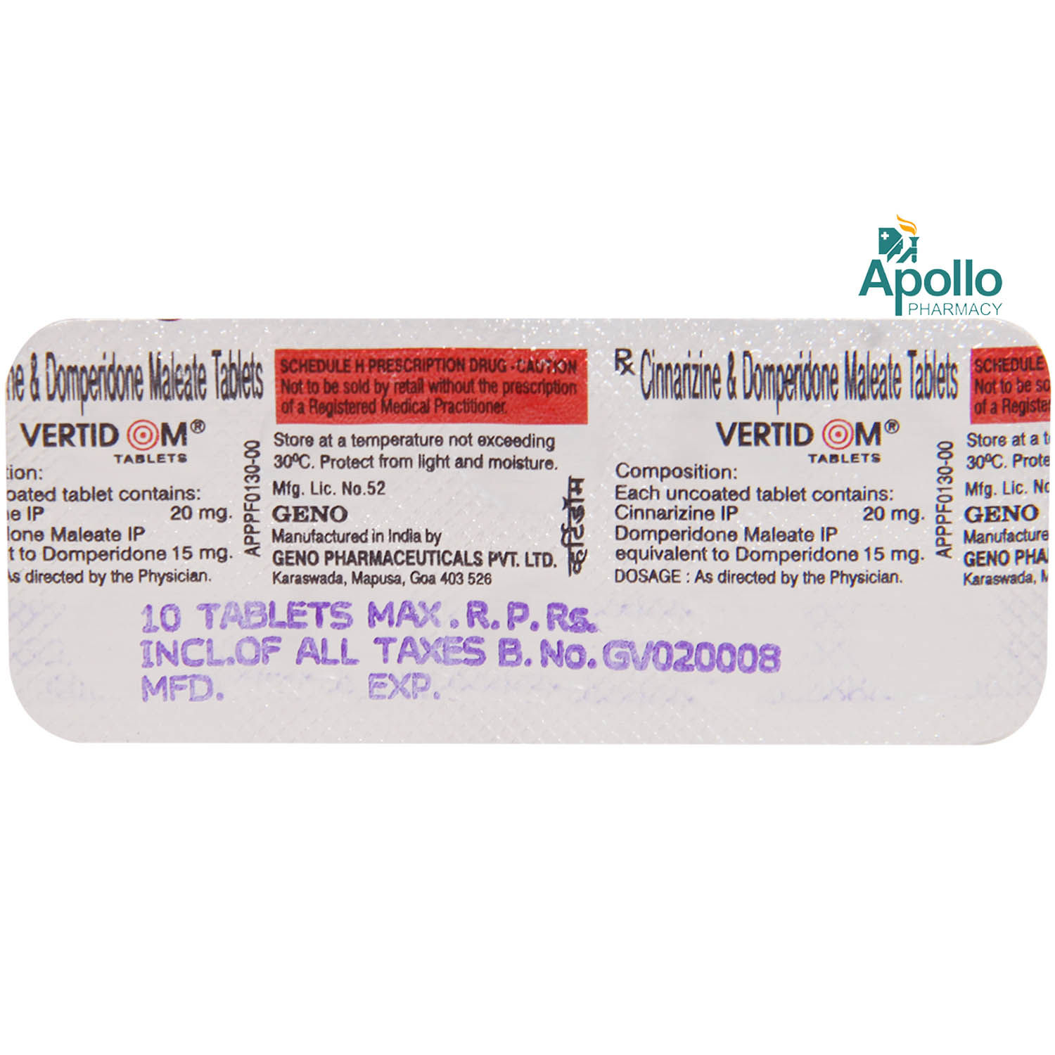VERTIDOM 20MG TABLET Price, Uses, Side Effects, Composition - Apollo ...
