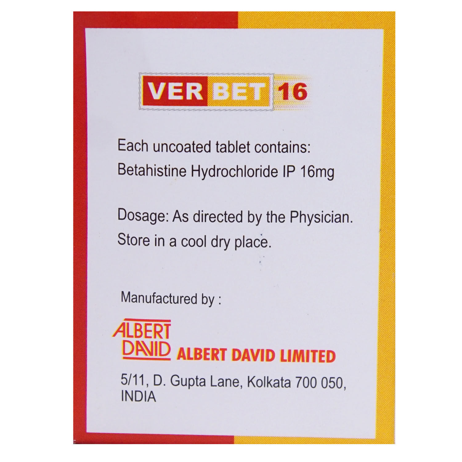 Verbet 16 Tablet 10's Price, Uses, Side Effects, Composition - Apollo ...