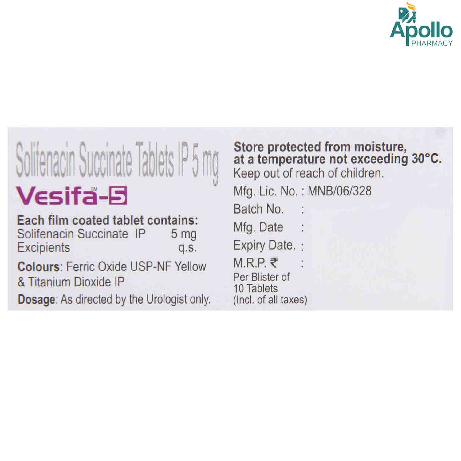 Vesifa-5 Tablet10's Price, Uses, Side Effects, Composition - Apollo ...