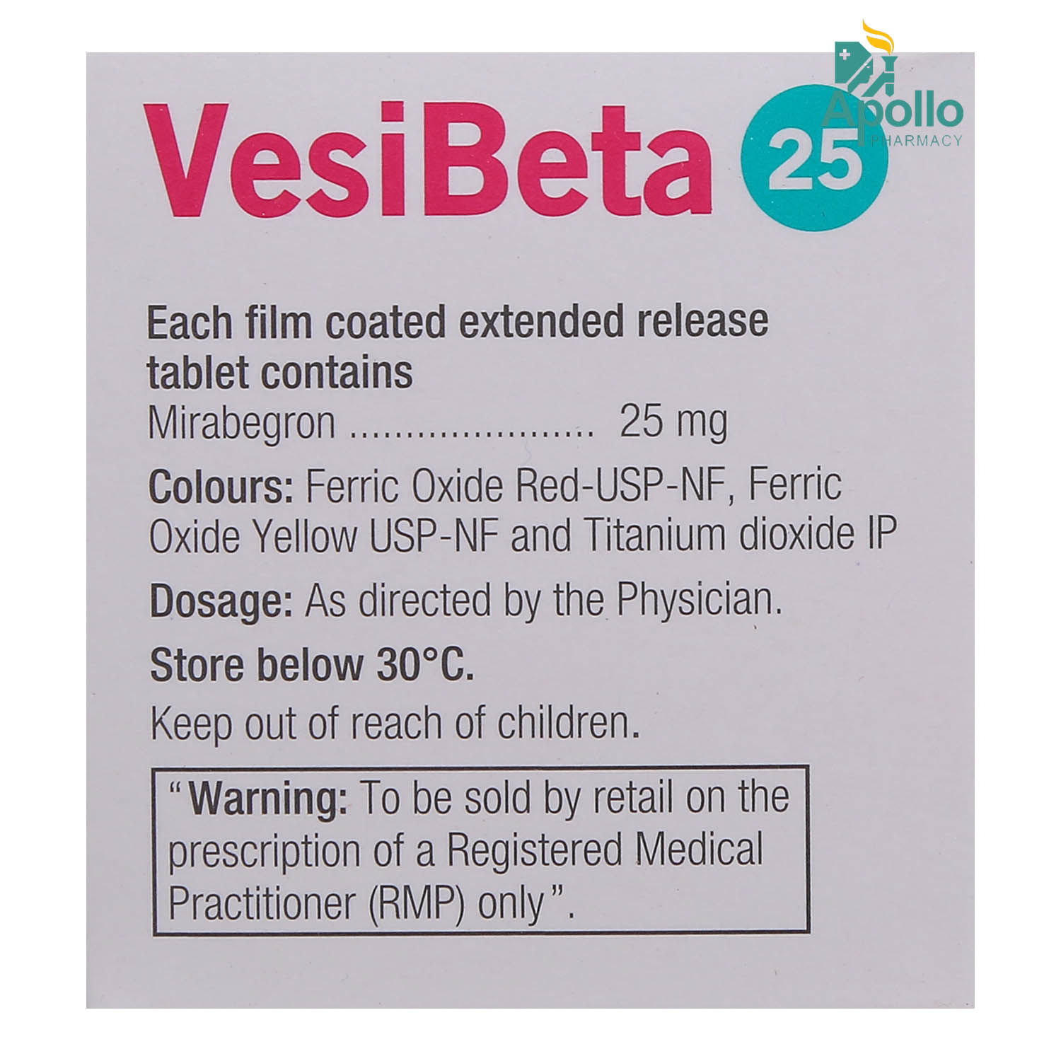 VesiBeta 25 Tablet 10's Price, Uses, Side Effects, Composition - Apollo ...