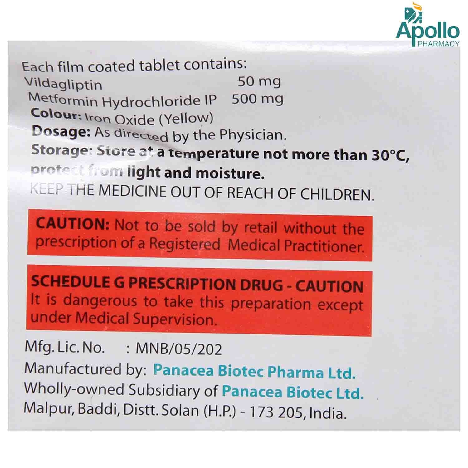 Vilact M 500 Tablet 10's Price, Uses, Side Effects, Composition ...