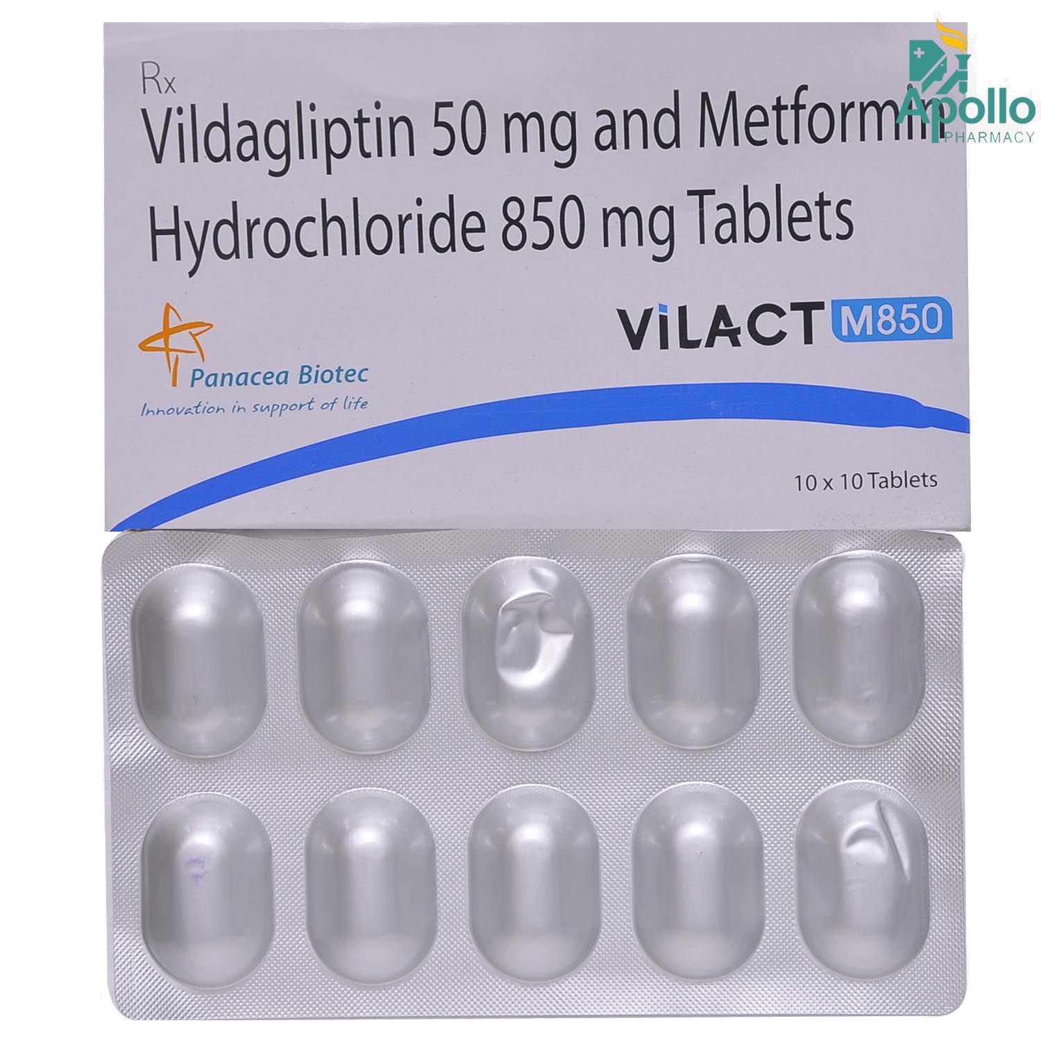 Vilact M 850/50mg Tablet 10's Price, Uses, Side Effects, Composition ...