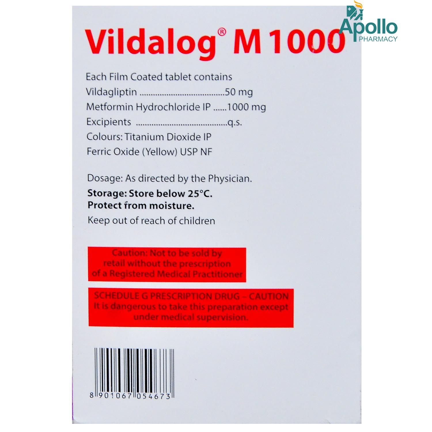 Vildalog M 1000/50mg Tablet 15's Price, Uses, Side Effects, Composition ...