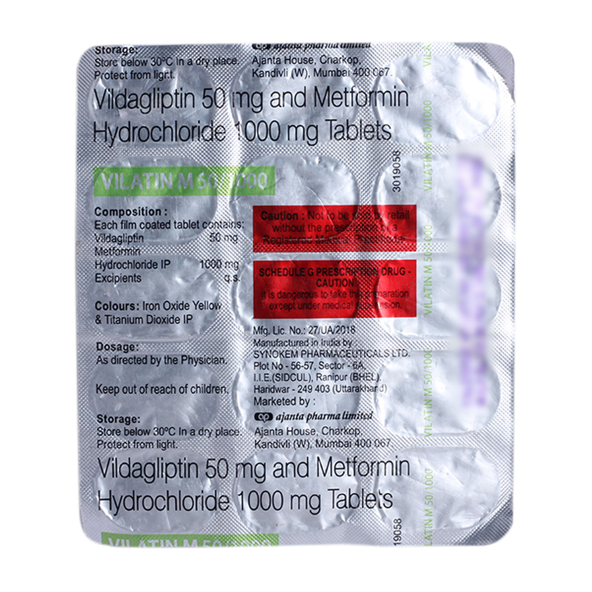 Vilatin M 1000/50mg Tablet 15's Price, Uses, Side Effects, Composition ...