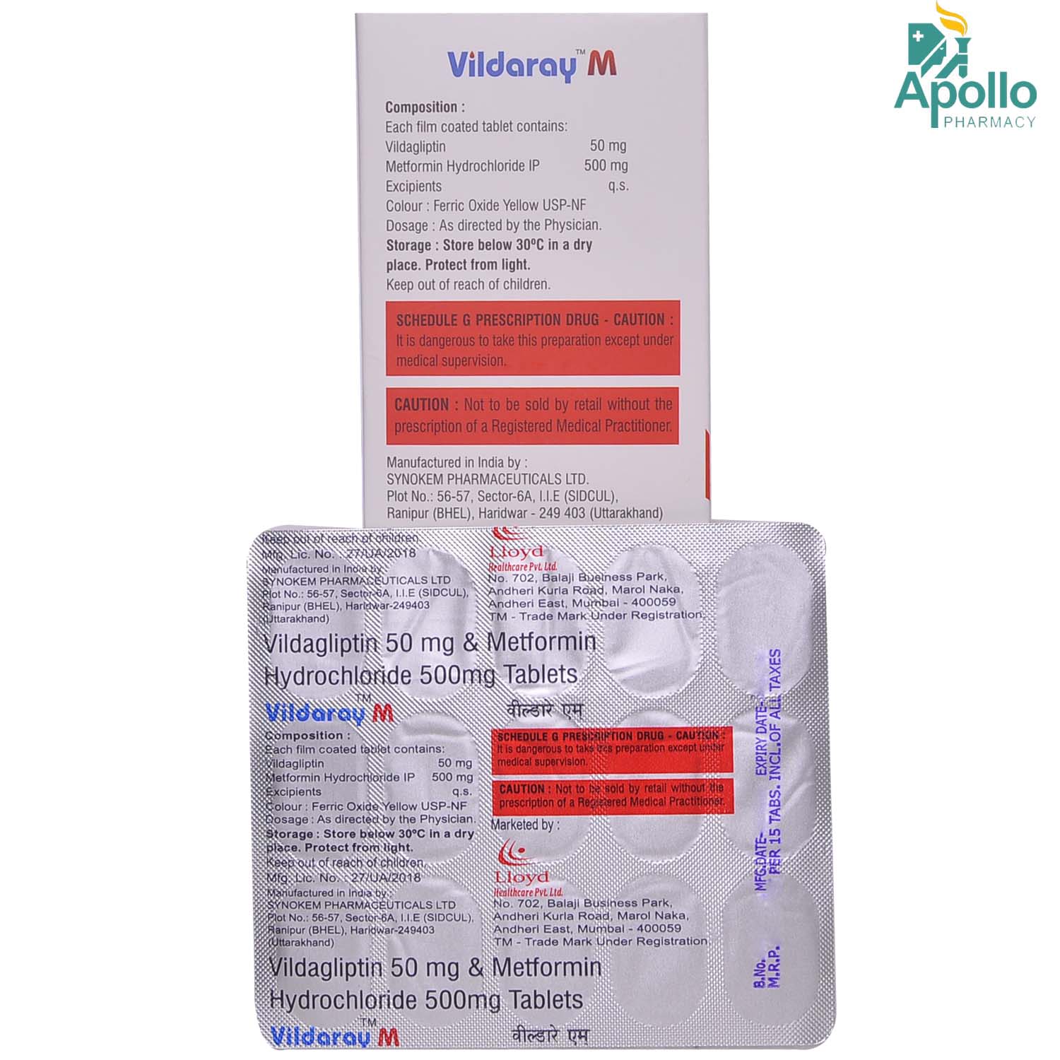 Vildaray M 50/500 Tablet 15's Price, Uses, Side Effects, Composition ...