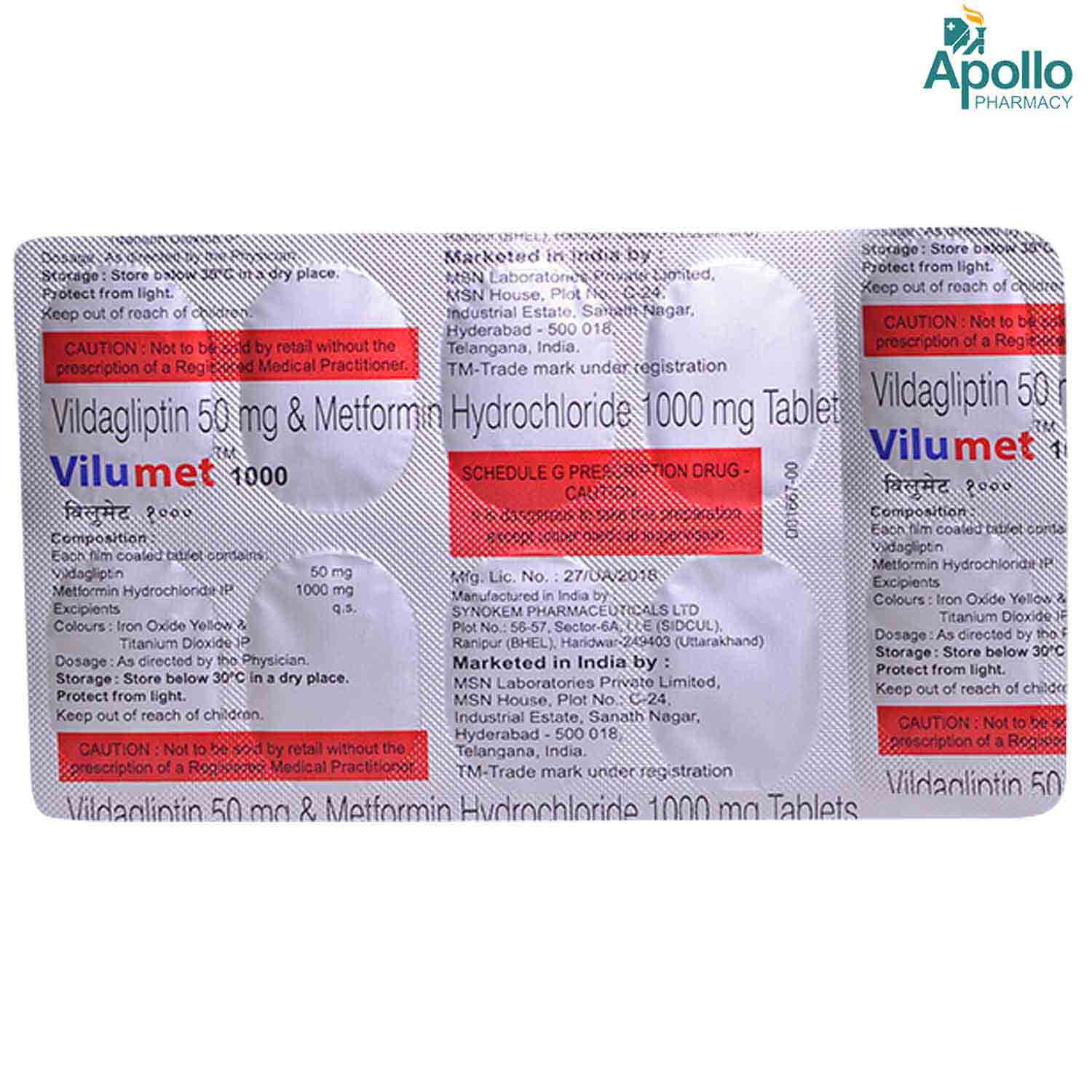 Vilumet 1000/50mg Tablet 10's Price, Uses, Side Effects, Composition ...