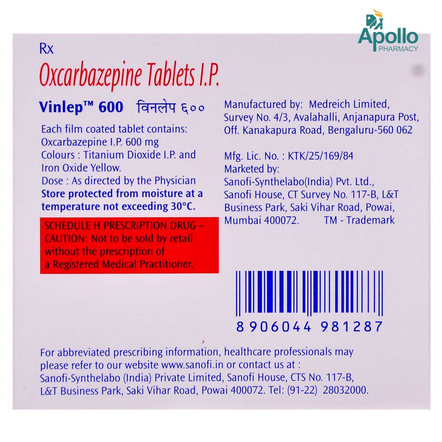 VINLEP 600MG TABLET Price, Uses, Side Effects, Composition - Apollo ...