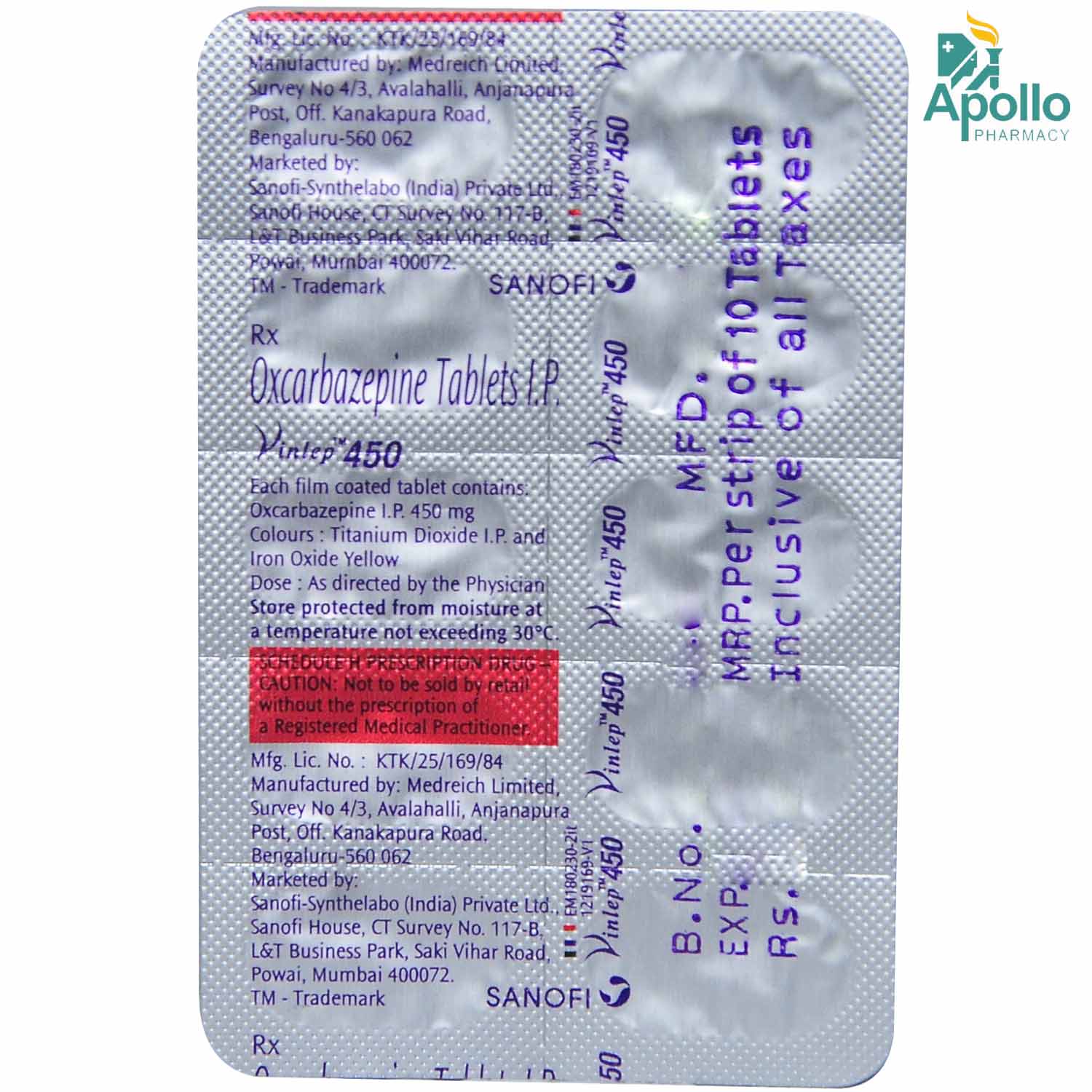 VINLEP 450MG TABLET 10'S Price, Uses, Side Effects, Composition ...