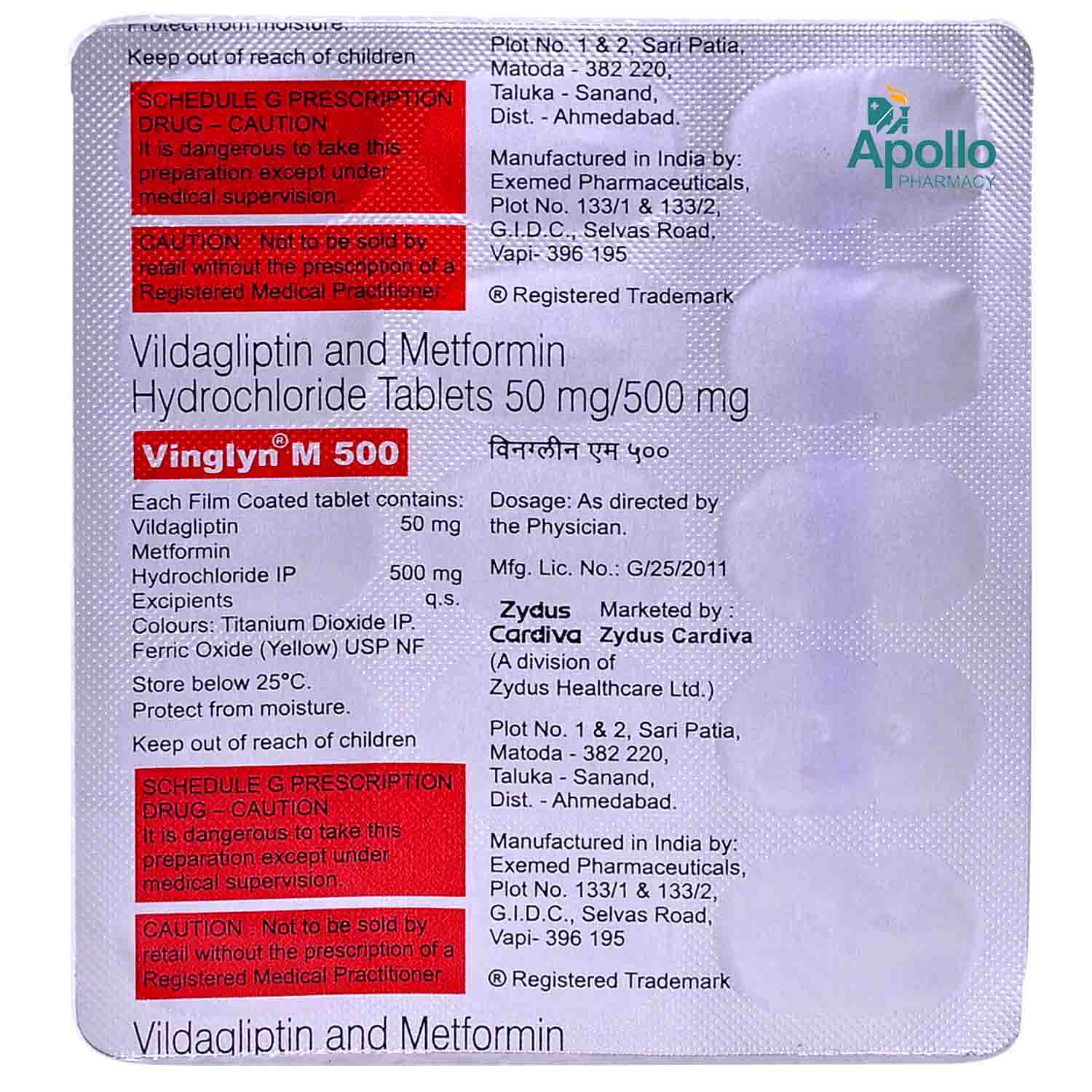 Vinglyn M 500 Tablet 15's Price, Uses, Side Effects, Composition ...