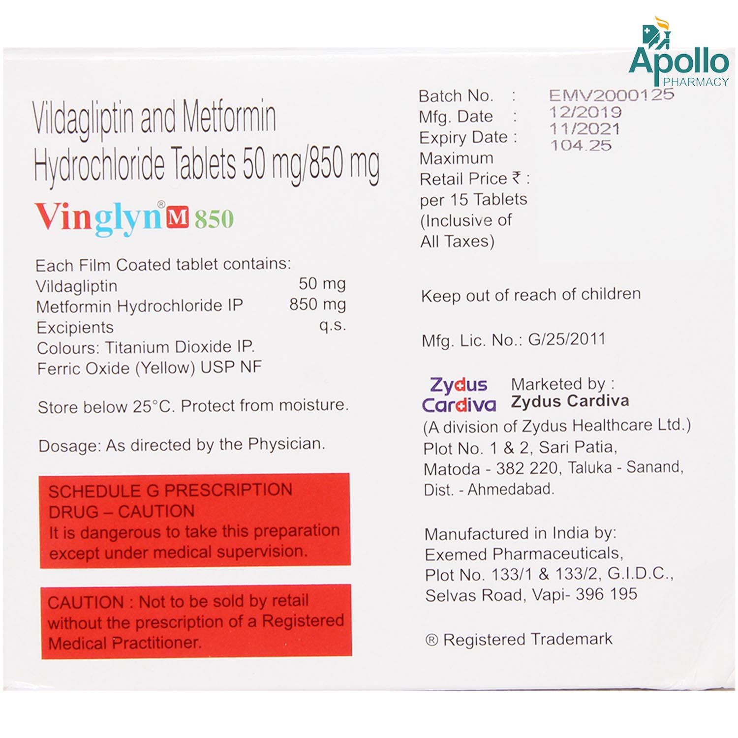 Vinglyn M 850/50mg Tablet 15's Price, Uses, Side Effects, Composition ...
