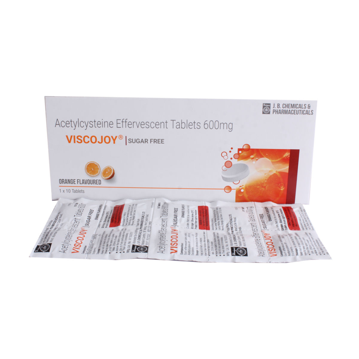 Viscojoy 600 mg Effervescent Orange Tablet 10's Price, Uses, Side ...