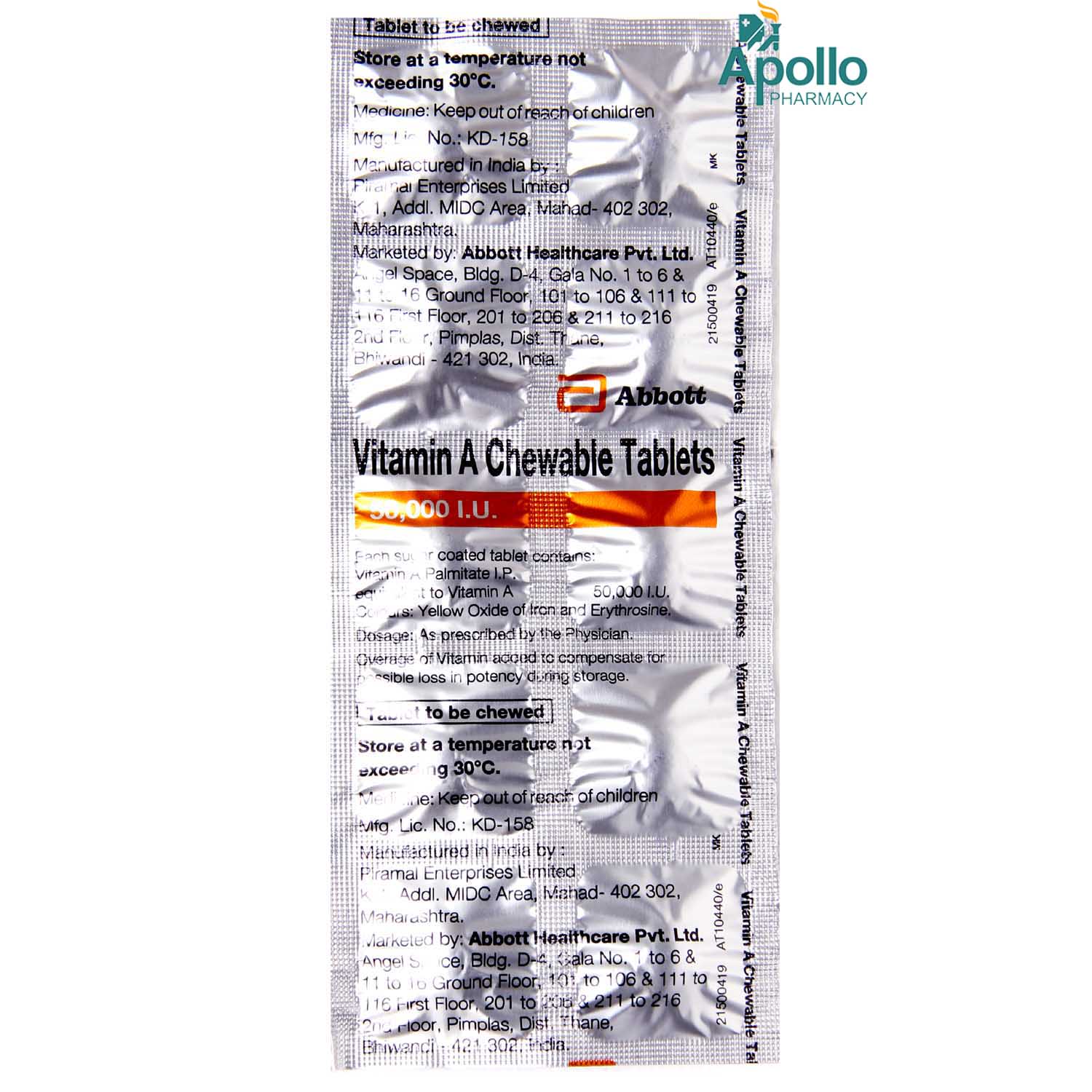 Vitamin A Chewable Tablet 10's Price, Uses, Side Effects, Composition ...
