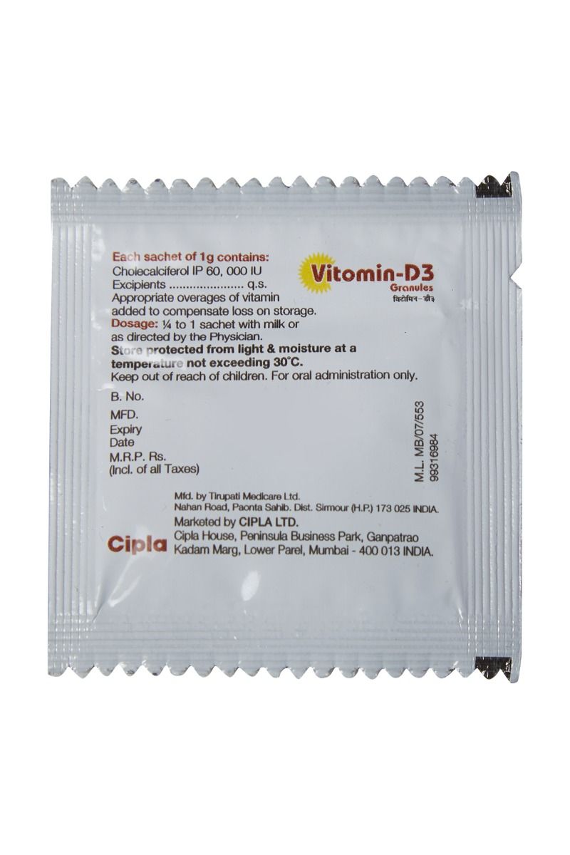 Vitomin-D3 Granules 1 gm Price, Uses, Side Effects, Composition ...