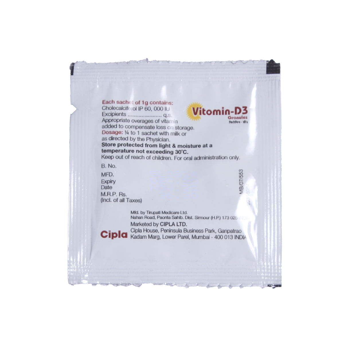 Vitomin-D3 Granules 1 gm Price, Uses, Side Effects, Composition ...