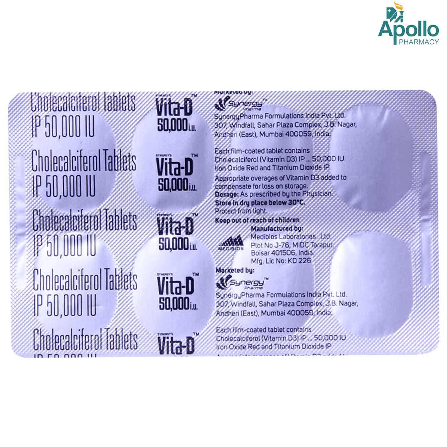 Vita-D 50K Tablet 8's Price, Uses, Side Effects, Composition - Apollo ...