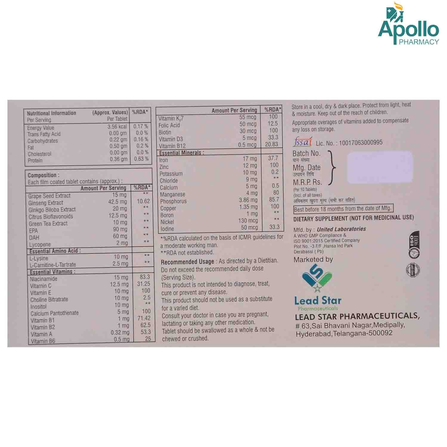 VITALEAD 4G TABLET 10'S Price, Uses, Side Effects, Composition - Apollo ...