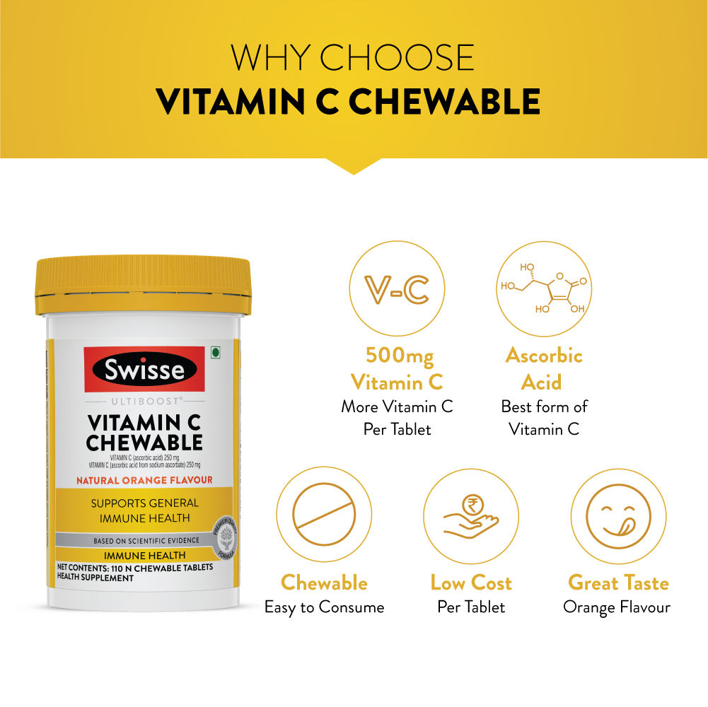 Swisse Ultiboost Vitamin C Chewable Orange Flavour, 110 Tablets Price ...