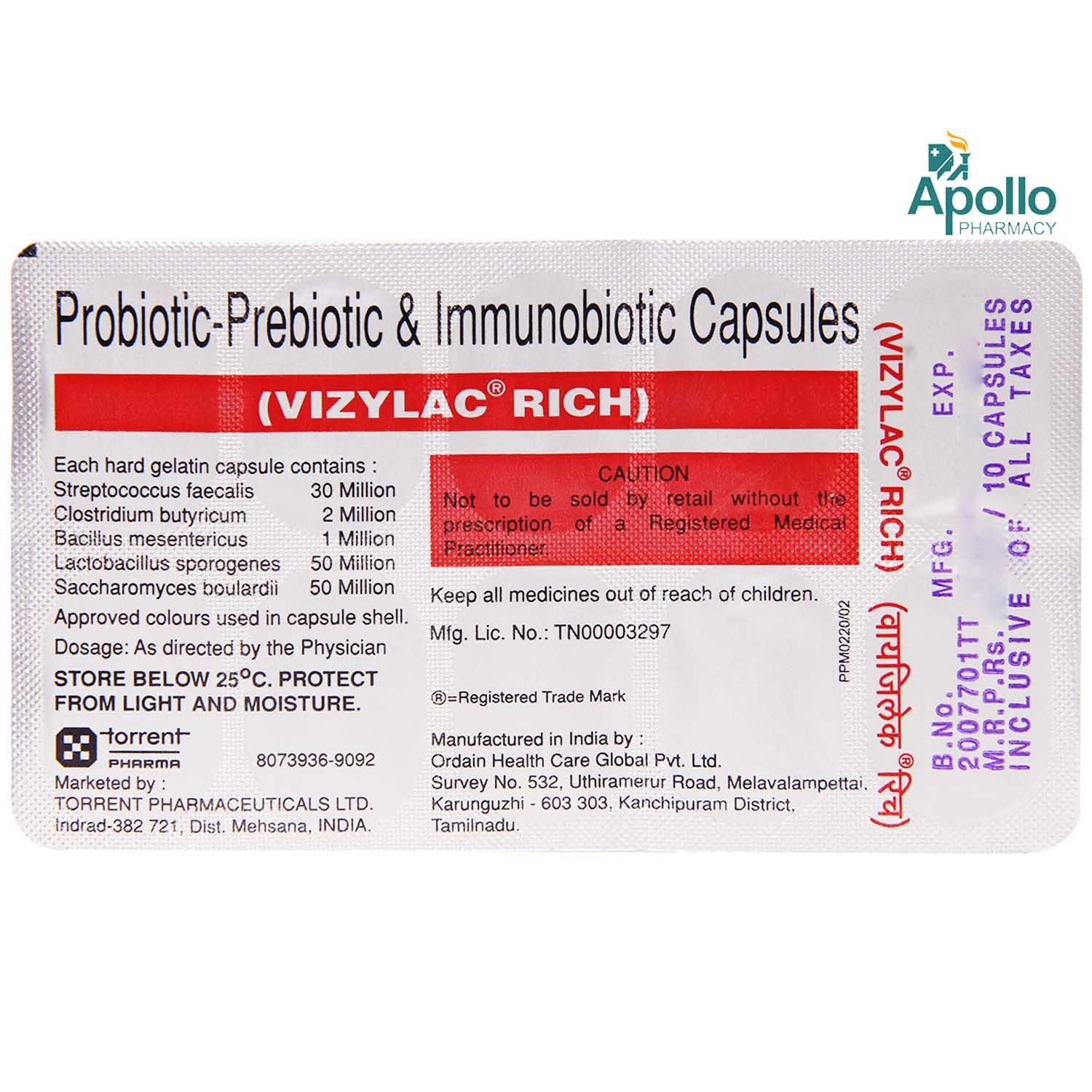 Vizylac Rich Capsule 10's Price, Uses, Side Effects, Composition ...