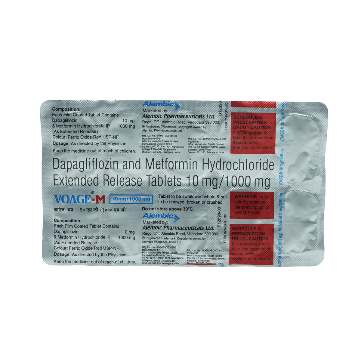 Voage M 10/1000 mg Tablet 10's Price, Uses, Side Effects, Composition ...