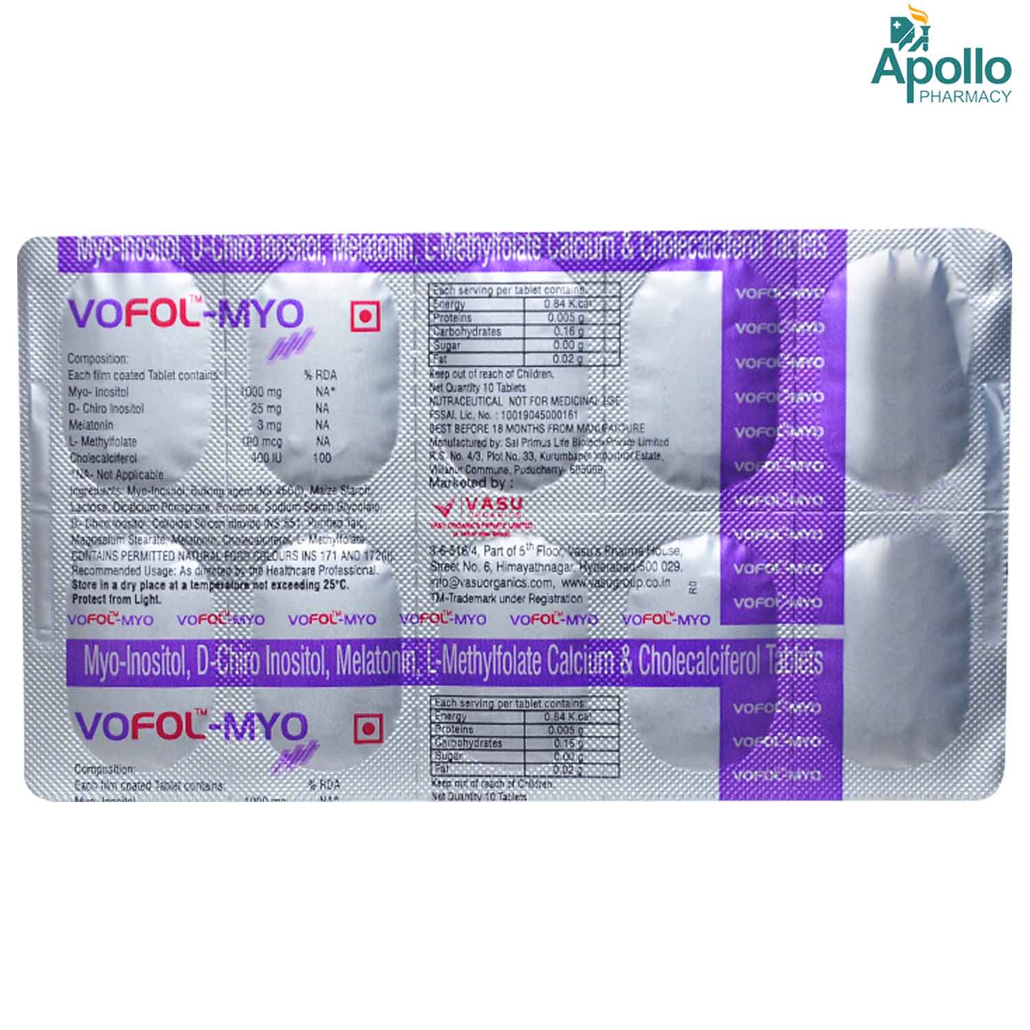 Vofol-Myo Tablet 10's Price, Uses, Side Effects, Composition - Apollo ...