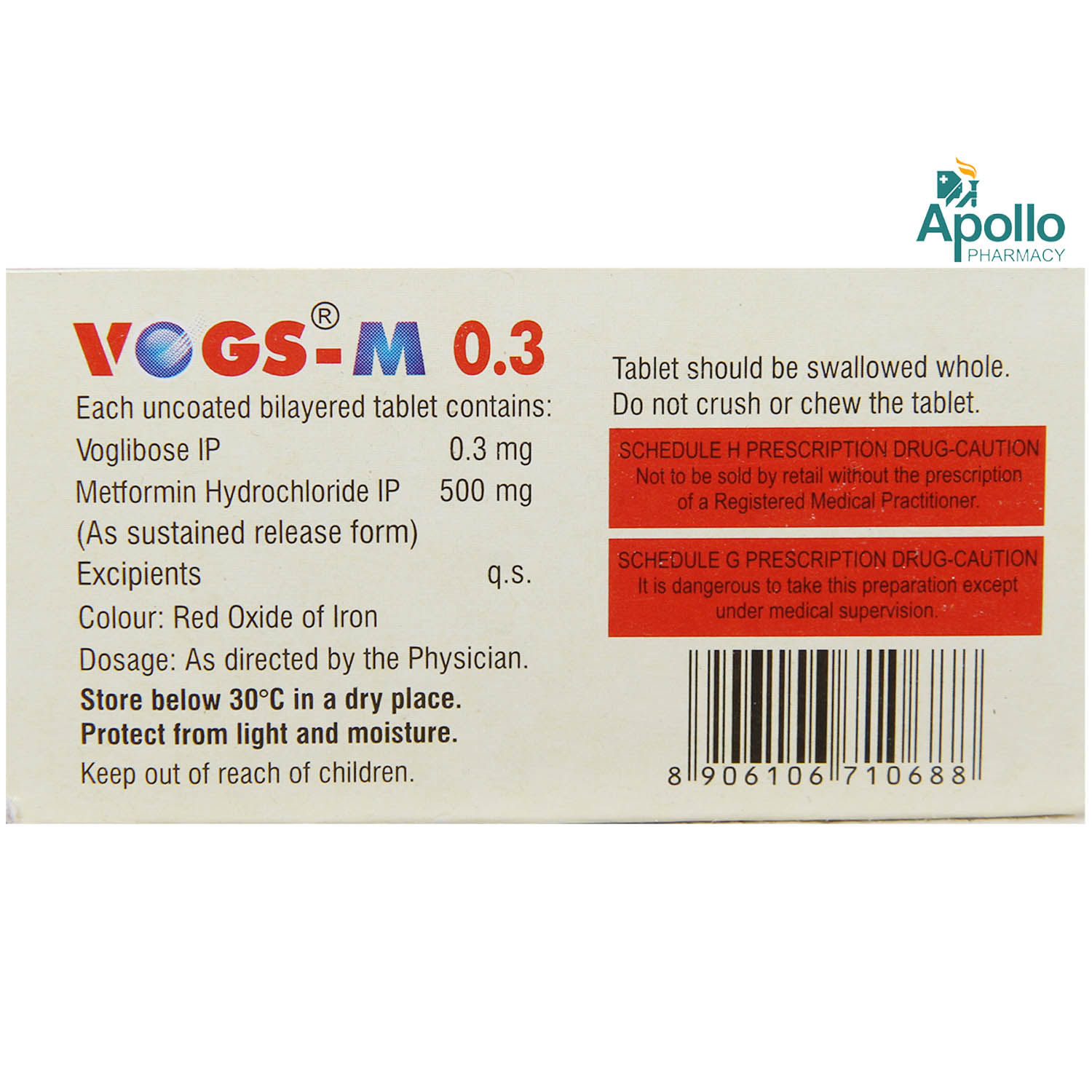 Vogs M 0.3 Tablet 10's Price, Uses, Side Effects, Composition - Apollo ...