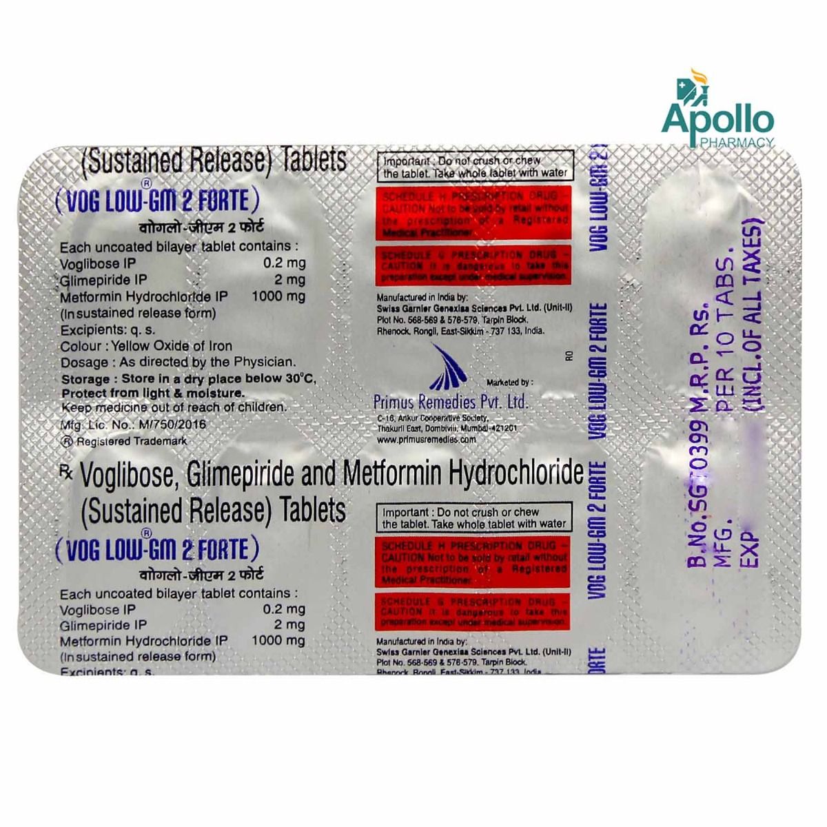 VogLow-GM 2 Forte Tablet 10's Price, Uses, Side Effects, Composition ...