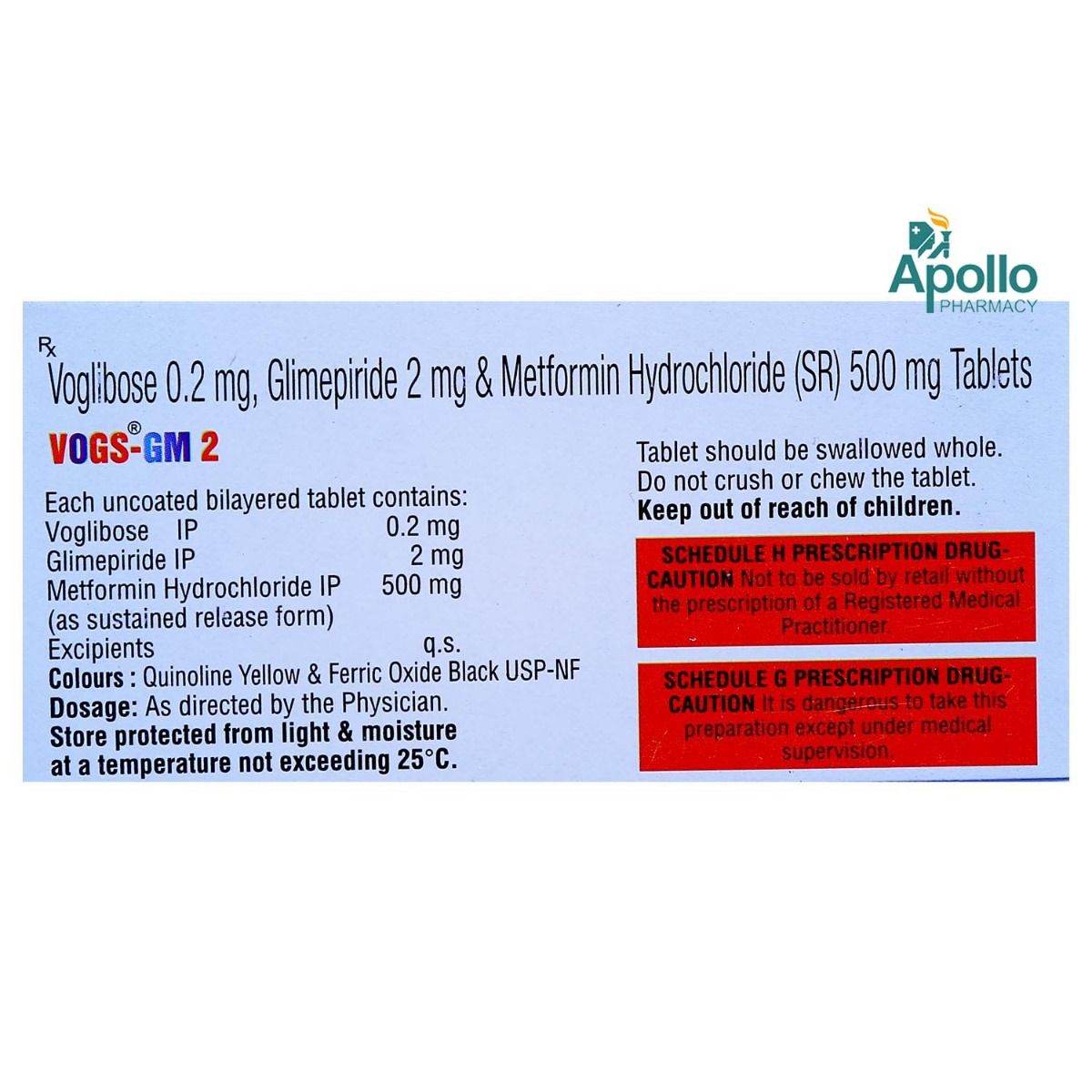 Vogs-GM 2 Tablet 15's Price, Uses, Side Effects, Composition - Apollo ...
