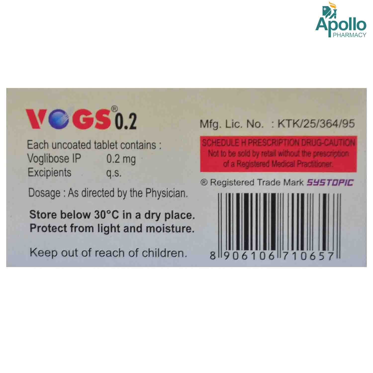 Vogs 0.2 Tablet 30's Price, Uses, Side Effects, Composition - Apollo ...