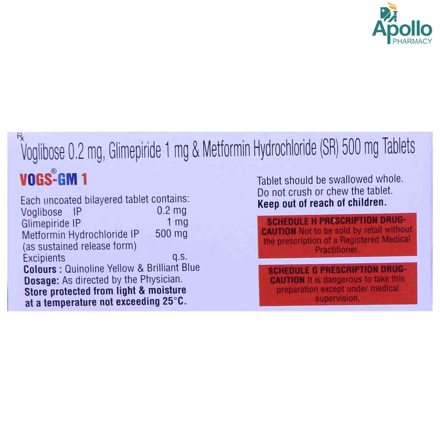 Vogs-GM 1 Tablet 15's Price, Uses, Side Effects, Composition - Apollo ...