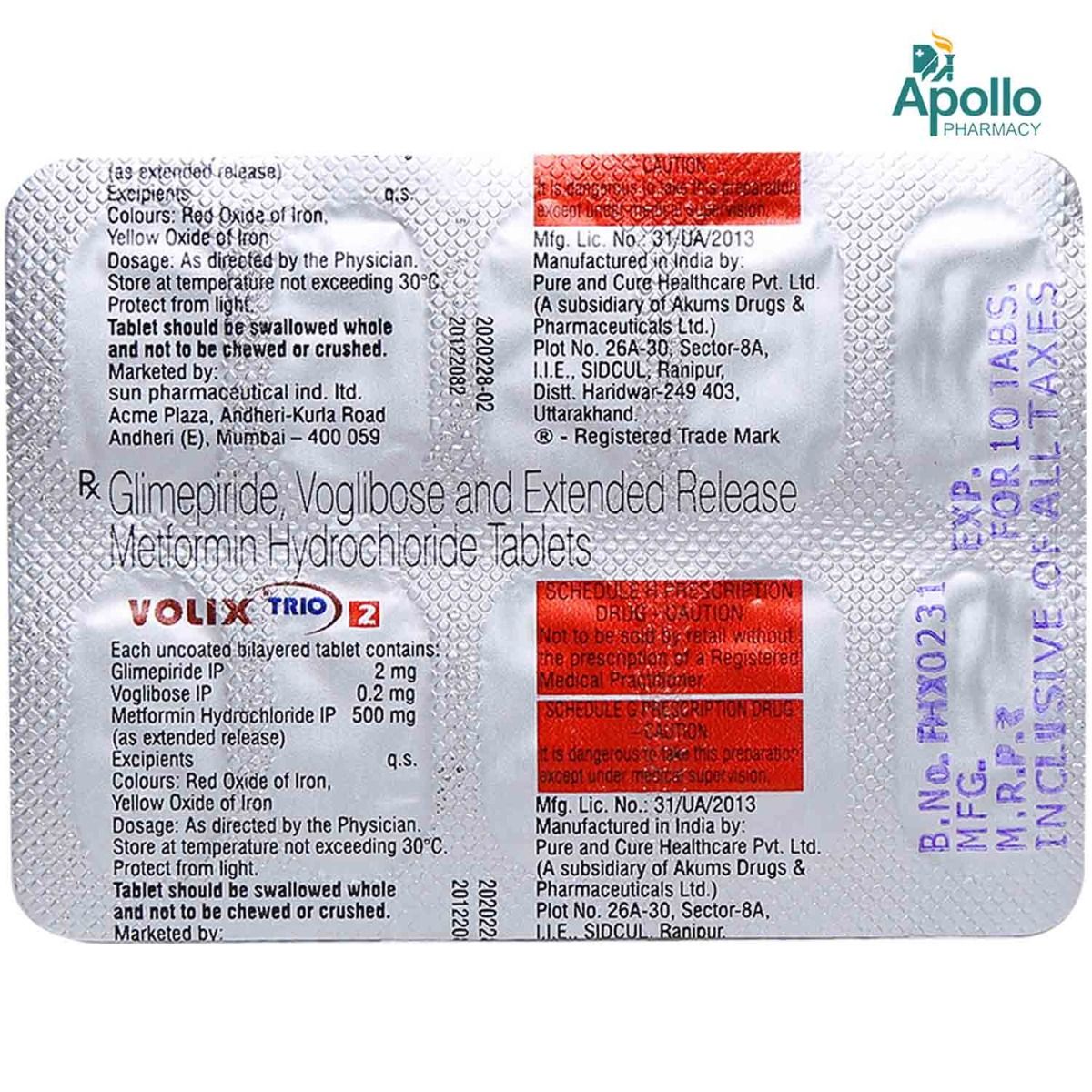 Volix Trio 2 Tablet 10's Price, Uses, Side Effects, Composition ...