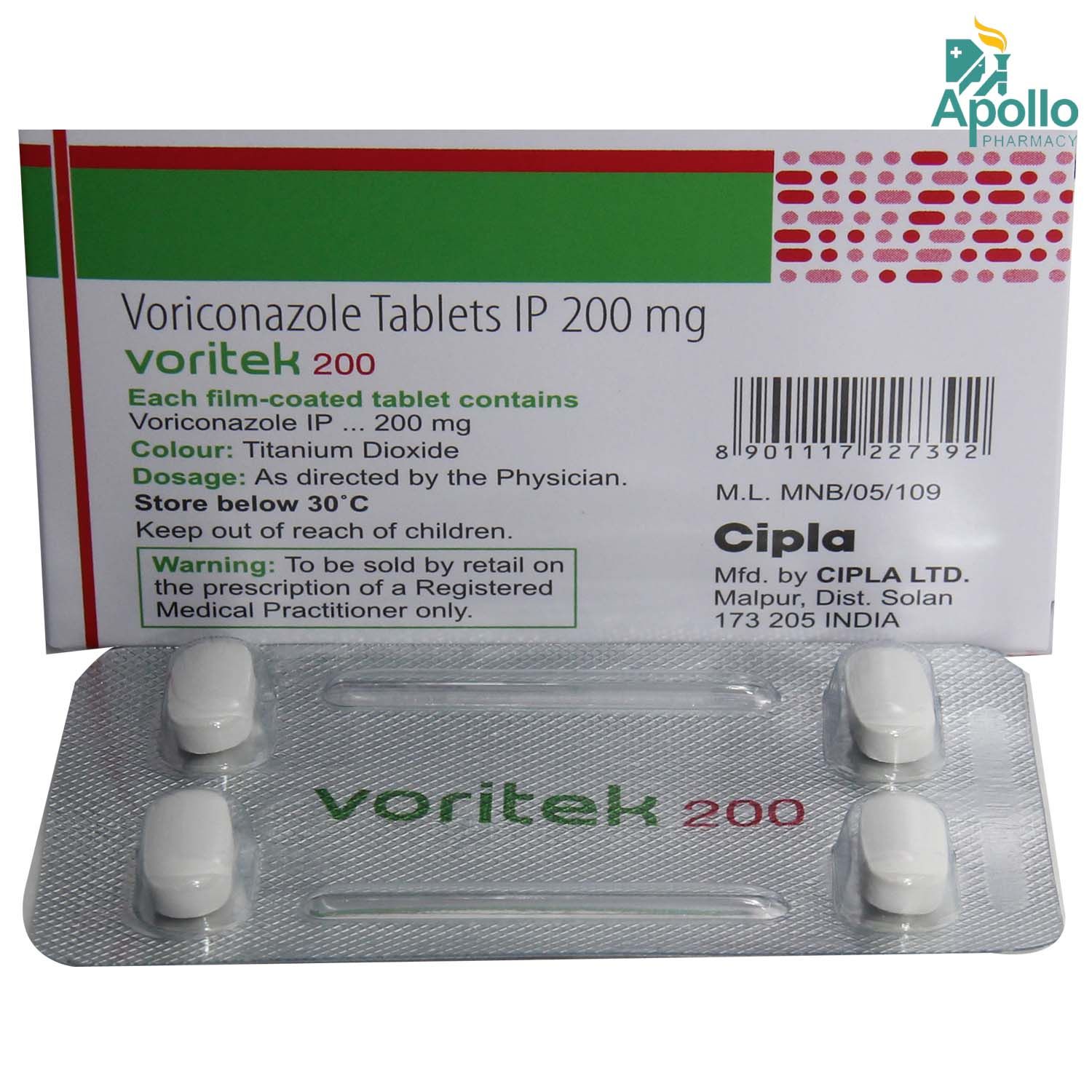 Voritek 200 Tablet 4's Price, Uses, Side Effects, Composition - Apollo ...