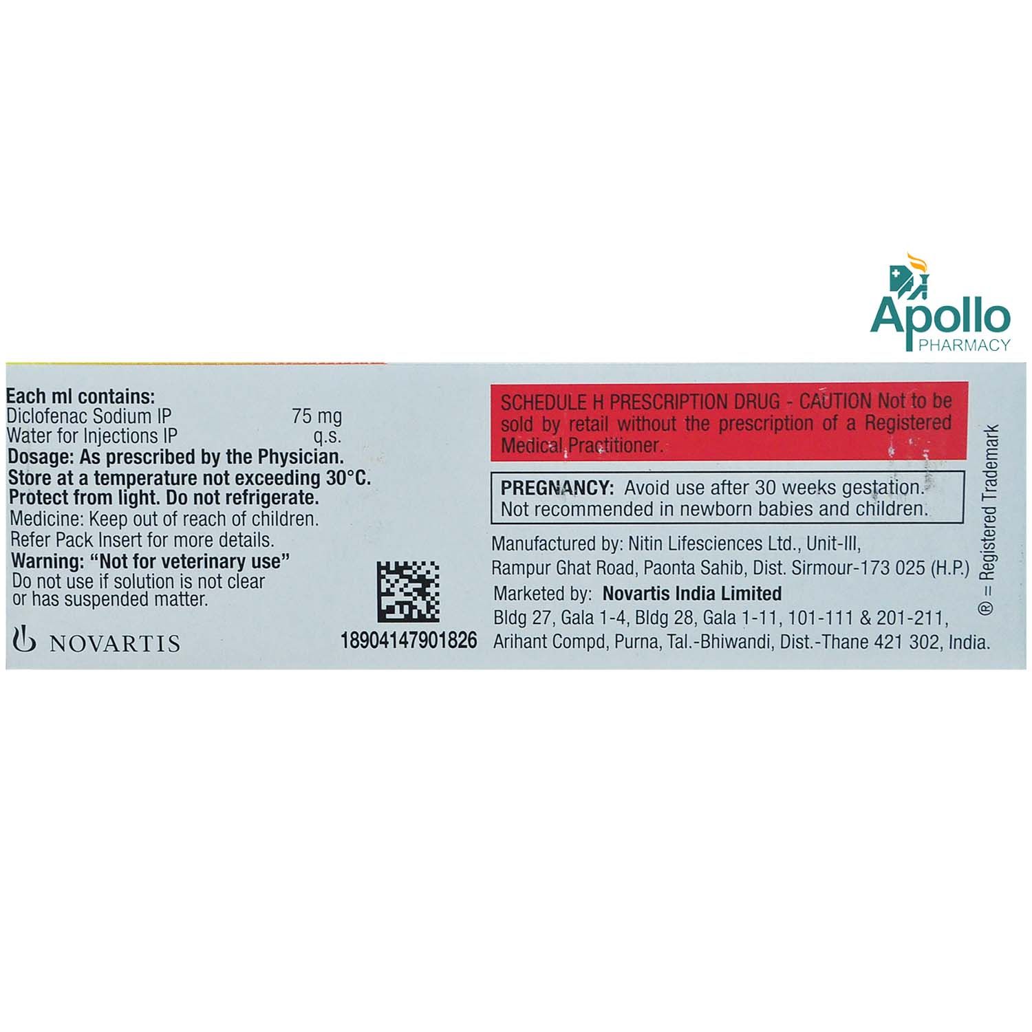 Voveran AQ Injection 1 ml Price, Uses, Side Effects, Composition ...
