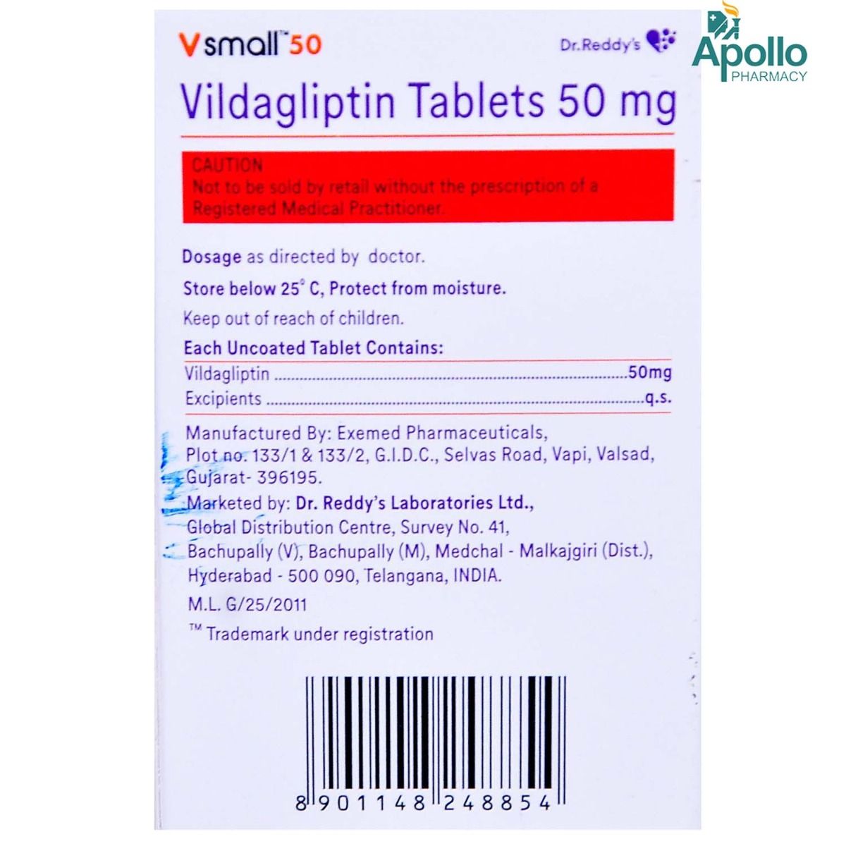 V Small 50mg Tablet 15's Price, Uses, Side Effects, Composition ...