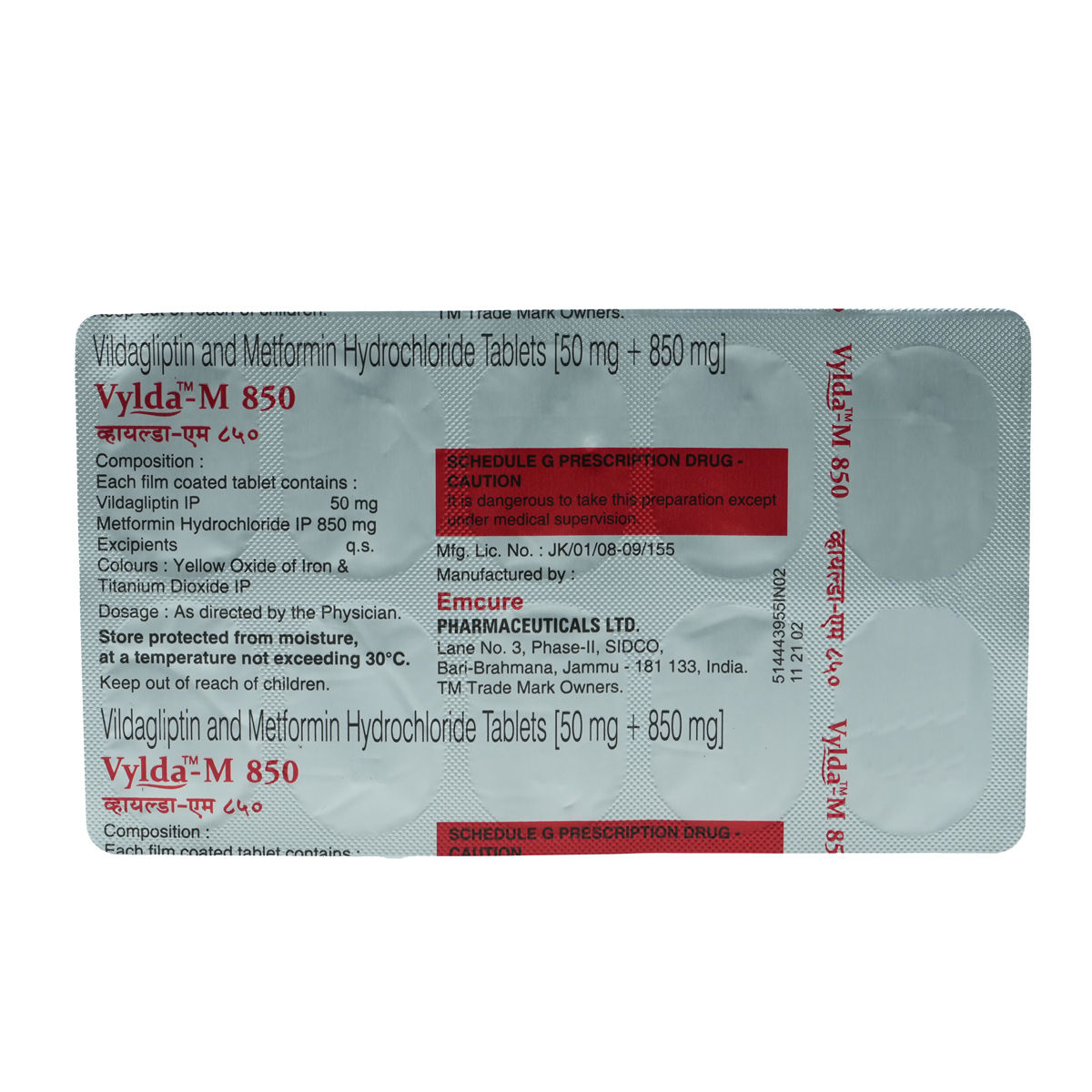 Vylda-M 850/50mg Tablet 10's Price, Uses, Side Effects, Composition ...