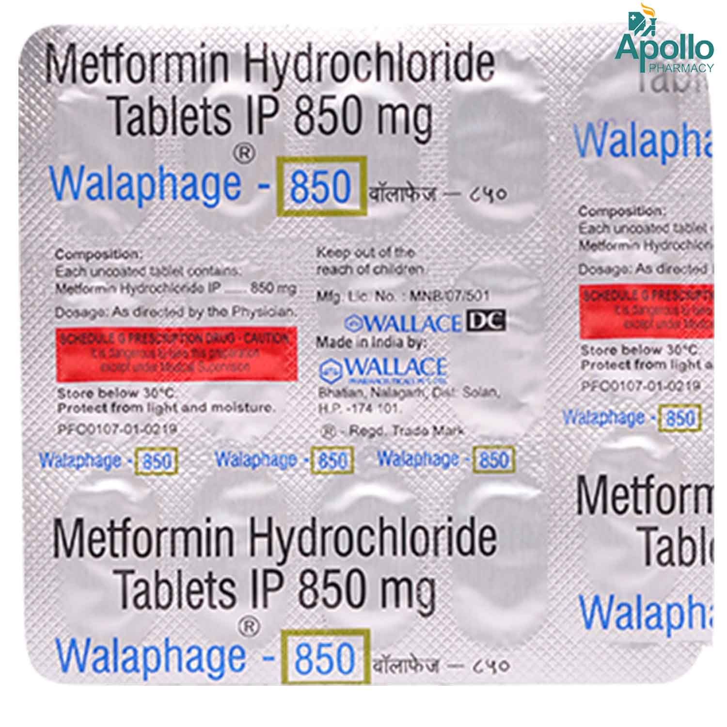 Walaphage 850 Tablet 15's Price, Uses, Side Effects, Composition ...