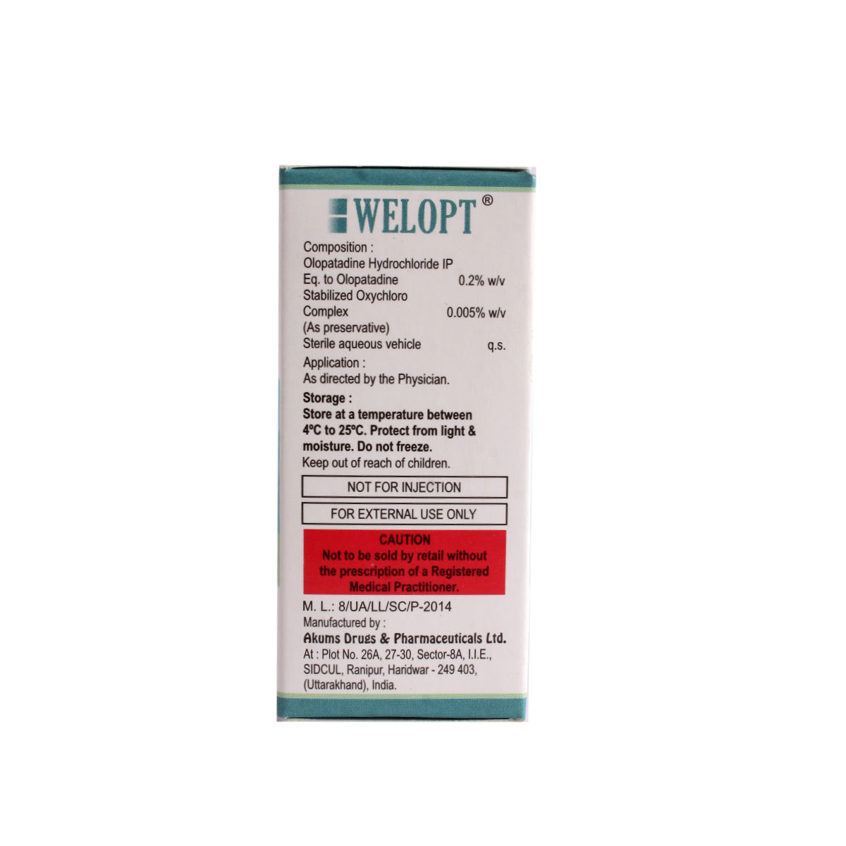 Welopt 0.2%W/V Eye Drops 5ml Price, Uses, Side Effects, Composition ...