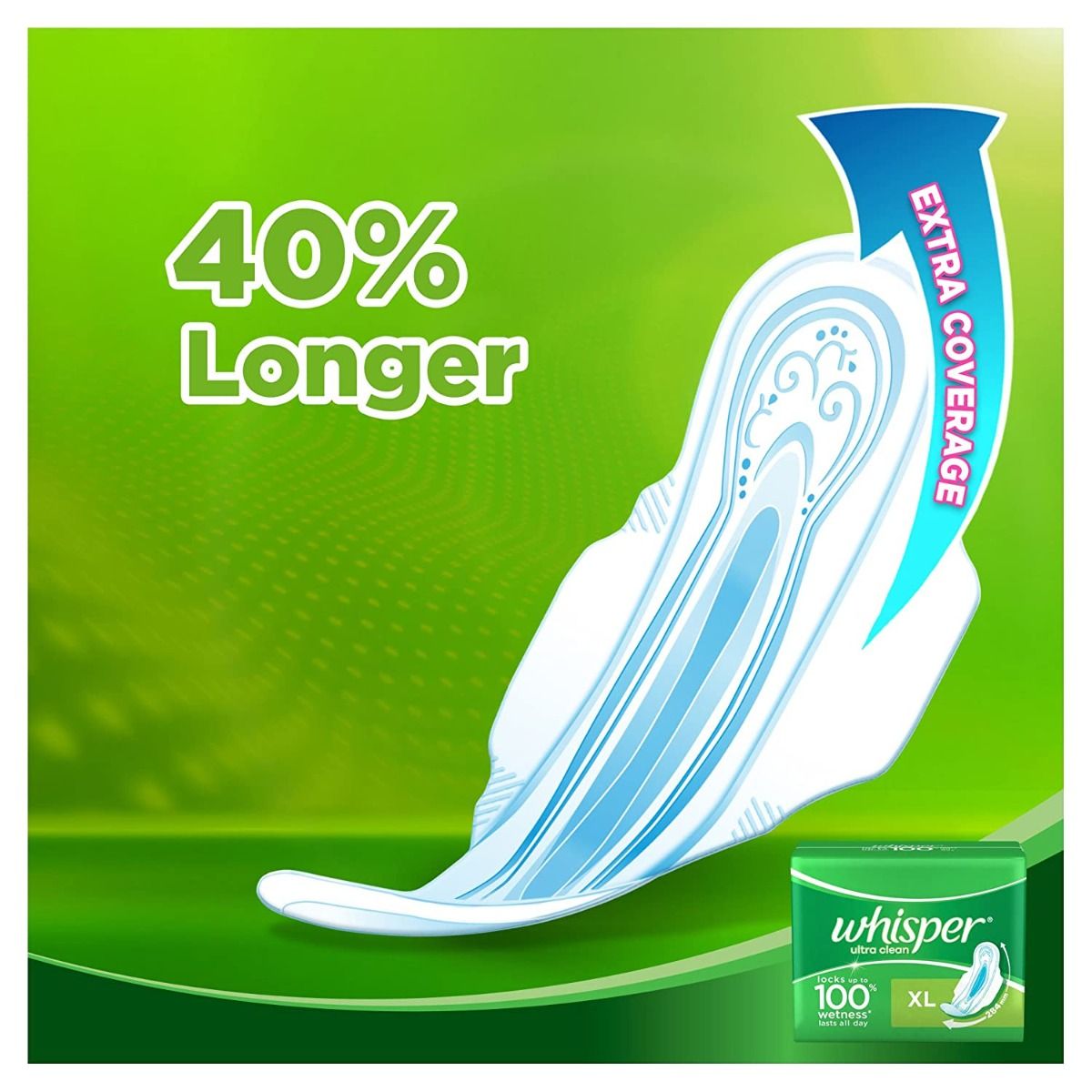 Whisper Ultra Clean Wings Sanitary Pads XL, 30 Count Price, Uses, Side ...